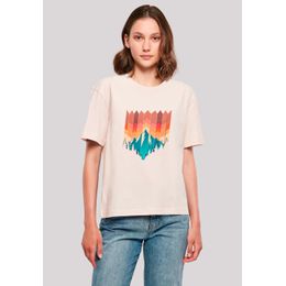 T-Shirt F4NT4STIC "Berg Sonnenuntergang Geometrisch", Damen, Gr. L, pink, Obermaterial: 100% Baumwolle, oversize, Rundhals, ohne B&uuml;ndchen, Shirts T-Shirt, Premium Qualit&auml;t
