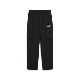 Sporthose Puma "ESS No. 1 Logo Gewebte Cargohose Jungen", M&auml;dchen, Gr. 140, Normalgr&ouml;&szlig;en, schwarz, Obermaterial: 100% Polyester; Taschenfutter: 100% Polyester, unifarben, regular fit, Hosen Sporthose