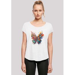 T-Shirt F4NT4STIC "Schmetterling Blumen", Damen, Gr. S, weiß, Obermaterial: 100% Baumwolle, regular fit, Rundhals, ohne Bündchen, Shirts, Print