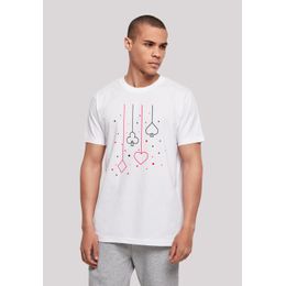 T-Shirt F4NT4STIC "Herz Karo Kreuz Pik", Herren, Gr. S, weiß, Obermaterial: 100% Baumwolle, regular fit, Rundhals, ohne Bündchen, Shirts, Print