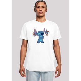 T-Shirt F4NT4STIC "Disney Lilo & Stitch Kleine Teufel", Herren, Gr. L, weiß, Obermaterial: 100% Baumwolle, regular fit, Rundhals, ohne Bündchen, Shirts, Print
