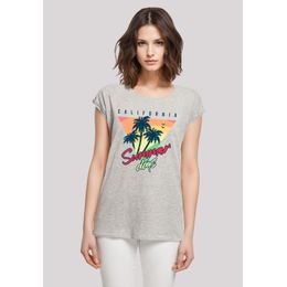 T-Shirt F4NT4STIC "California Palmen Retro", Damen, Gr. 4XL, grau (erdgrau), Obermaterial: 100% Baumwolle, regular fit, Rundhals, ohne B&uuml;ndchen, Shirts T-Shirt, Premium Qualit&auml;t