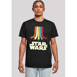 T-Shirt F4NT4STIC "Star Wars Retro Rainbow Regenbogen", Herren, Gr. L, schwarz, Obermaterial: 100% Baumwolle, regular fit, Rundhals, ohne Bündchen, Shirts, Print