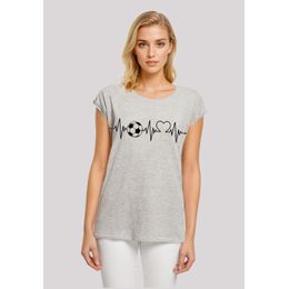 T-Shirt F4NT4STIC "Herzschlag Fu&szlig;ball", Damen, Gr. XL, grau (erdgrau), Obermaterial: 100% Baumwolle, regular fit, Rundhals, ohne B&uuml;ndchen, Shirts T-Shirt, Premium Qualit&auml;t