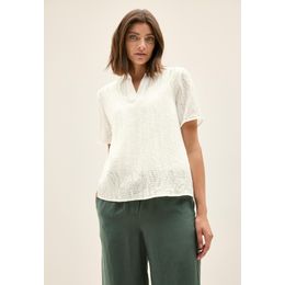 Kurzarmbluse Cecil, Damen, Gr. L (42), weiß (vanilleweiß), Stoff, 75% Viskose, 25% Polyester, unifarben, normal normal, V-Ausschnitt, Bündchen, Blusen, aus softem Materialmix