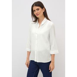 Hemdbluse Cecil, Damen, Gr. XXL (46), wei&szlig; (vanillewei&szlig;), Stoff, 56% Viskose, 43% Polyester, 1% Elasthan, unifarben, klassisch normal, V-Ausschnitt, Manschette, Blusen Hemdbluse, mit Turn-Up Funktion