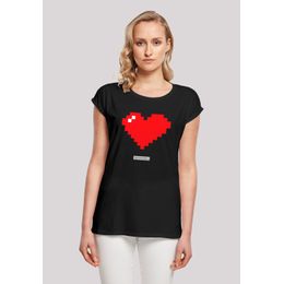T-Shirt F4NT4STIC "Pixel Herz Good Vibes Happy People", Damen, Gr. 4XL, schwarz, Obermaterial: 100% Baumwolle, regular fit, Rundhals, ohne Bündchen, Shirts T-Shirt, Print