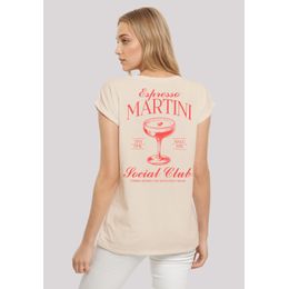 T-Shirt F4NT4STIC "Espresso Martini Social Club", Damen, Gr. 4XL, weiß (sandweiß), Obermaterial: 100% Baumwolle, regular fit, Rundhals, ohne Bündchen, Shirts, Premium Qualität
