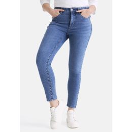 5-Pocket-Jeans STOOKER WOMEN "Rio Fexxi Move Denim Skinny Fit", Damen, Gr. 40, Länge 28, blau (midblau used), Denim/Jeans, 82% Baumwolle, 17% Polyester, 1% Elasthan, skinny fit lang, Jeans, Skinny Fit Casual Clean Wash Denim Jeans Magic Shape Effekt für Damen