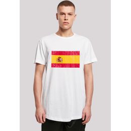 T-Shirt F4NT4STIC "Spain Spanien Flagge distressed", Herren, Gr. L, weiß, Obermaterial: 100% Baumwolle, regular fit, Rundhals, ohne Bündchen, Shirts, Print
