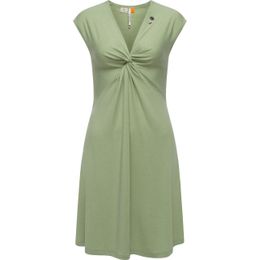 Jerseykleid Ragwear "Comfrey Solid", Damen, Gr. XXL (44), Normalgrößen, grün (hellgrün), Material: 48% Viskose, 47% Polyester, 5% Elasthan, figurumspielend knieumspielend, tiefer V-Ausschnitt, weit normaler Saum, Kleider, stylisches Sommerkleid mit tiefem V-Ausschnitt
