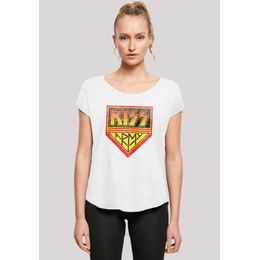 T-Shirt F4NT4STIC "Kiss Rock Band Army Logo", Damen, Gr. S, weiß, Obermaterial: 100% Baumwolle, regular fit, Rundhals, ohne Bündchen, Shirts, Premium Qualität, Musik, By Rock Off