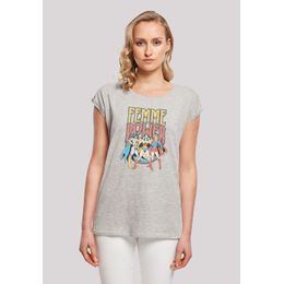 T-Shirt F4NT4STIC "DC Comics Superhelden Wonder Woman Femme Power", Damen, Gr. XL, grau (erdgrau), Obermaterial: 100% Baumwolle, regular fit, Rundhals, ohne B&uuml;ndchen, Shirts T-Shirt, Print