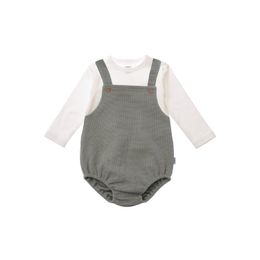 Strampler Liliput, Jungen, Gr. 74/80, weiß (olivgrün, weiß), 60% Baumwolle, 40% Polyester, Rundhals, Overalls, bestehend aus Latzshorts und Langarmshirt