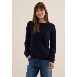 Strickpullover Cecil, Damen, Gr. XL (44), blau (urban dunkelblau), Web, 100% Baumwolle, unifarben, normal normal, Rundhals, Rippb&uuml;ndchen, Pullover Strickpullover, aus reiner Baumwolle