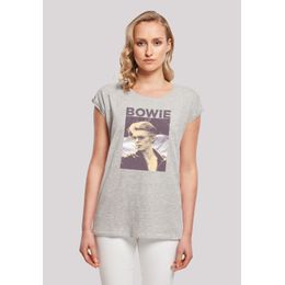 T-Shirt F4NT4STIC "David Bowie Smoking Photograph", Damen, Gr. 4XL, grau (erdgrau), Obermaterial: 100% Baumwolle, regular fit, Rundhals, ohne Bündchen, Shirts, Print