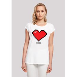 T-Shirt F4NT4STIC "Pixel Herz Good Vibes Happy People", Damen, Gr. 4XL, weiß, Obermaterial: 100% Baumwolle, regular fit, Rundhals, ohne Bündchen, Shirts T-Shirt, Print