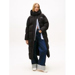 Steppmantel Tommy Jeans "TJW ALASKA GRID DWN MXI COAT EXT", Damen, Gr. XS (34), schwarz, Web, Obermaterial: 100% Polyester, unifarben, regular fit, Mäntel