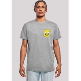 T-Shirt F4NT4STIC "Looney Tunes Tweety Pie Faux Pocket", Herren, Gr. 4XL, grau (erdgrau), Obermaterial: 100% Baumwolle, regular fit, Rundhals, ohne B&uuml;ndchen, Shirts T-Shirt, Print