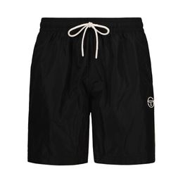 Badeshorts Sergio Tacchini "POSITANO SWIMSHORT Herren", Herren, Gr. L, EURO-Größen, schwarz (schwarz, wood ash), Polyester, Badehosen, Badehose Herren, Badeshorts, Strandhose, Swimwear, Beachwear, Sale