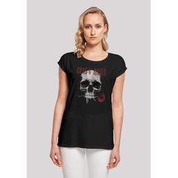 T-Shirt F4NT4STIC "Guns 'n' Roses Flower Skull Rock Musik Band", Damen, Gr. 4XL, schwarz, Obermaterial: 100% Baumwolle, regular fit, Rundhals, ohne Bündchen, Shirts, Premium Qualität