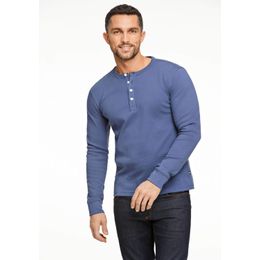 Henleyshirt LINDBERGH "LINDBERGH Henley Shirt", Herren, Gr. L, indigo blau, Obermaterial: 100% Baumwolle, schmal, Rundhals, Shirts