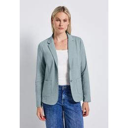 Kurzblazer Street One, Damen, Gr. 34, blau (nile blau meliert), Web, Obermaterial: 93% Baumwolle, 7% Elasthan; Futter: 100% Elasthan, unifarben, normal normal, V-Ausschnitt, abgesteppt, Blazer, aus Baumwolle mit Stretchanteil