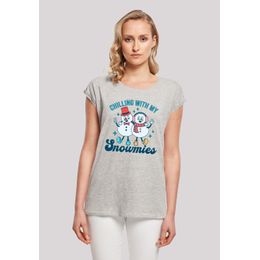 T-Shirt F4NT4STIC "Chilling with My Snowmies", Damen, Gr. S, grau (erdgrau), Obermaterial: 100% Baumwolle, regular fit, Rundhals, ohne B&uuml;ndchen, Shirts T-Shirt, Premium Qualit&auml;t