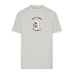 T-Shirt F4NT4STIC "Boo Crew Reading Geist Halloween", Herren, Gr. L, erdgrau, Obermaterial: 100% Baumwolle, regular fit, Rundhals, ohne B&uuml;ndchen, Shirts T-Shirt, Premium Qualit&auml;t