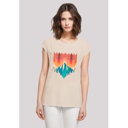T-Shirt F4NT4STIC "Berg Sonnenuntergang Geometrisch", Damen, Gr. 4XL, wei&szlig; (sandwei&szlig;), Obermaterial: 100% Baumwolle, regular fit, Rundhals, ohne B&uuml;ndchen, Shirts T-Shirt, Premium Qualit&auml;t