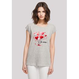 T-Shirt F4NT4STIC "Herzbaum Be Mine", Damen, Gr. 4XL, grau (erdgrau), Obermaterial: 100% Baumwolle, regular fit, Rundhals, ohne Bündchen, Shirts, Premium Qualität