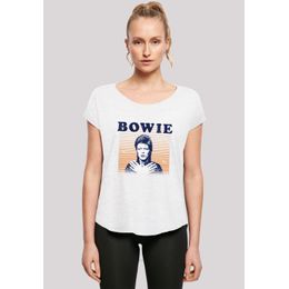 T-Shirt F4NT4STIC "David Bowie Orange Stripes", Damen, Gr. S, weiß, Obermaterial: 100% Baumwolle, regular fit, Rundhals, ohne Bündchen, Shirts, Print