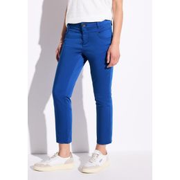7/8-Hose Street One, Damen, Gr. 40, Länge 26, blau (dodger blau), Web, 97% Baumwolle, 3% Elasthan, unifarben mit Farbeinsatz, comfort fit 7/8-Länge, Hosen, 4-Pocket Style