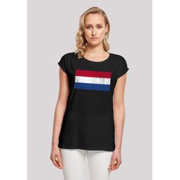 T-Shirt F4NT4STIC "Netherlands NIederlande Holland Flagge distressed", Damen, Gr. 4XL, schwarz, Obermaterial: 100% Baumwolle, regular fit, Rundhals, ohne B&uuml;ndchen, Shirts T-Shirt, Print