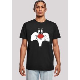 T-Shirt F4NT4STIC "Looney Tunes Sylvester Big Face", Herren, Gr. L, schwarz, Obermaterial: 100% Baumwolle, regular fit, Rundhals, ohne Bündchen, Shirts, Print