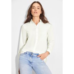Hemdbluse Cecil, Damen, Gr. XXL (46), wei&szlig; (vanillewei&szlig;), Web, 72% Baumwolle, 25% Polyamid, 3% Elasthan, unifarben, gerade normal, V-Ausschnitt, B&uuml;ndchen, Blusen Hemdbluse, im soften Baumwoll-Mix
