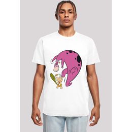 T-Shirt F4NT4STIC "T-Shirt Die Familie Feuerstein Bamm Bamm And Dino", Damen, Gr. L, wei&szlig;, Obermaterial: 100% Baumwolle, regular fit, Rundhals, ohne B&uuml;ndchen, Shirts T-Shirt, Herren,Premium Merch,Regular-Fit,Basic,Bedruckt