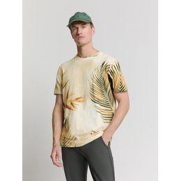 T-Shirt NO EXCESS "NO EXCESS Bedrucktes Crewneck t-shirt", Herren, Gr. S, beige (sand), 100% Baumwolle, Shirts T-Shirt