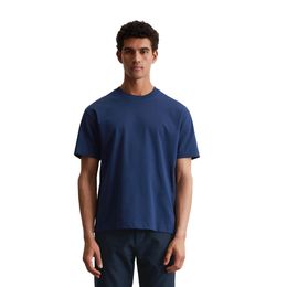 Marc O'Polo T-Shirt MARC O'POLO "aus schwerem Bio-Baumwoll-Jersey", Herren, Gr. L, blau (iris ink), Obermaterial: 100% Baumwolle, unifarben, Basic, relaxed fit, Rundhals, Shirts