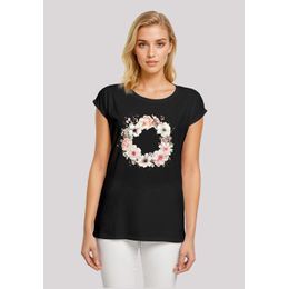 T-Shirt F4NT4STIC "Rosa Blumenkranz", Damen, Gr. 4XL, schwarz, Obermaterial: 100% Baumwolle, regular fit, Rundhals, ohne B&uuml;ndchen, Shirts T-Shirt, Premium Qualit&auml;t