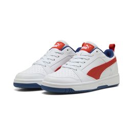Puma Kinder Sneaker "Rebound V6 Low Sneakers Jugendliche", Gr. 35,5wei&szlig; fierce rot clyde royal blau, Obermaterial: Synthetik, Textil; Futter: Textil;