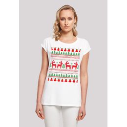 T-Shirt F4NT4STIC "Christmas Reindeers Weihnachten Muster", Damen, Gr. 4XL, wei&szlig;, Obermaterial: 100% Baumwolle, regular fit, Rundhals, ohne B&uuml;ndchen, Shirts T-Shirt, Print