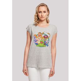 T-Shirt F4NT4STIC "Disney Die Muppets Group Circle", Damen, Gr. 4XL, grau (erdgrau), Obermaterial: 100% Baumwolle, regular fit, Rundhals, ohne Bündchen, Shirts, Print