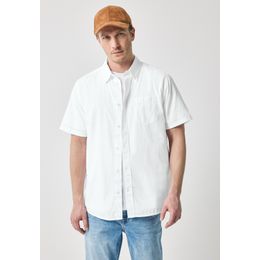 Kurzarmhemd Street One MEN, Herren, Gr. L42, US-Gr&ouml;&szlig;en, wei&szlig; (hellwei&szlig;), Web, 100% Baumwolle, unifarben, gerade normal, V-Ausschnitt, B&uuml;ndchen, Hemden, mit Brusttaschen und Knopfleiste