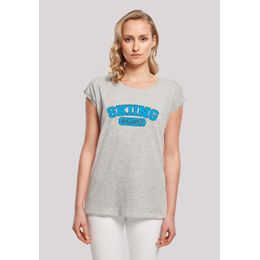 T-Shirt F4NT4STIC "Skiing Season Winter Sport", Damen, Gr. S, grau (erdgrau), Obermaterial: 100% Baumwolle, regular fit, Rundhals, ohne B&uuml;ndchen, Shirts T-Shirt, Premium Qualit&auml;t