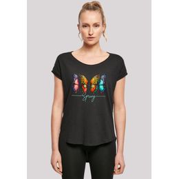 T-Shirt F4NT4STIC "Schmetterling Illusion Long", Damen, Gr. L, schwarz, Obermaterial: 100% Baumwolle, regular fit, Rundhals, ohne B&uuml;ndchen, Shirts T-Shirt, Print