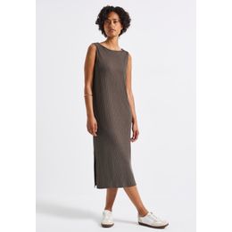 Sommerkleid Street One, Damen, Gr. 46, EURO-Gr&ouml;&szlig;en, braun (nomad braun), Stoff, 75% Viskose, 20% Polyester, 5% Elasthan, unifarben, normal knieumspielend, Rundhals, abgesteppt, Kleider Sommerkleid, knielang
