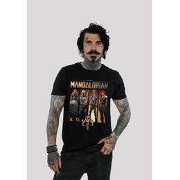 T-Shirt F4NT4STIC "Star Wars The Mandalorian Character Line Up", Herren, Gr. L, schwarz, Obermaterial: 100% Baumwolle, regular fit, Rundhals, ohne Bündchen, Shirts, Print
