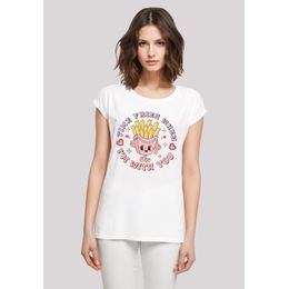 T-Shirt F4NT4STIC "Time Fries when I am with you", Damen, Gr. 4XL, wei&szlig;, Obermaterial: 100% Baumwolle, regular fit, Rundhals, ohne B&uuml;ndchen, Shirts T-Shirt, Premium Qualit&auml;t