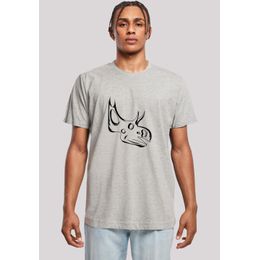 T-Shirt F4NT4STIC "Dinosaurier Sinoceratops Skull", Herren, Gr. L, grau (erdgrau), Obermaterial: 100% Baumwolle, regular fit, Rundhals, ohne Bündchen, Shirts T-Shirt, Premium Qualität